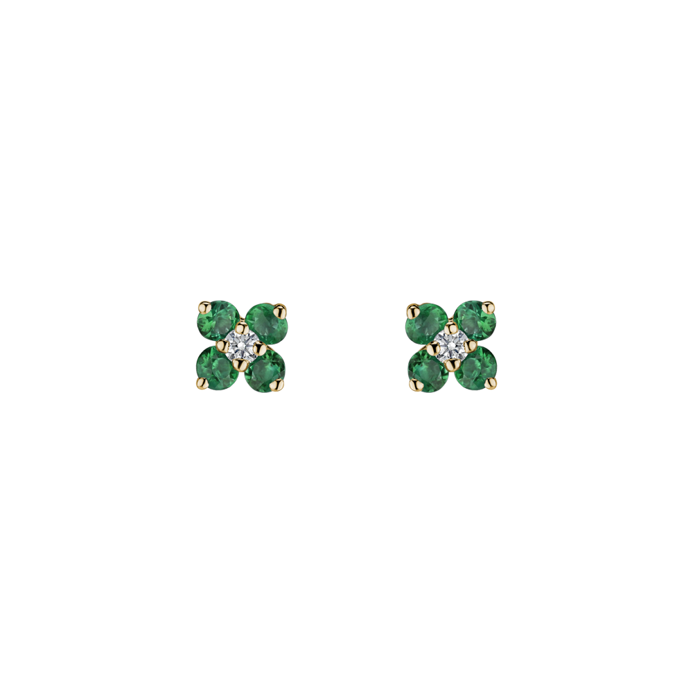 Náušnice s diamantem a smaragdy Divine Bloom | Halada