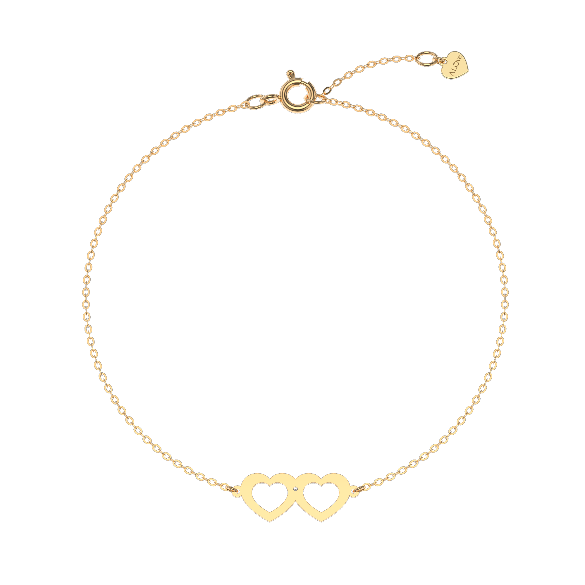 Náramek s diamantem Two Hearts | Halada