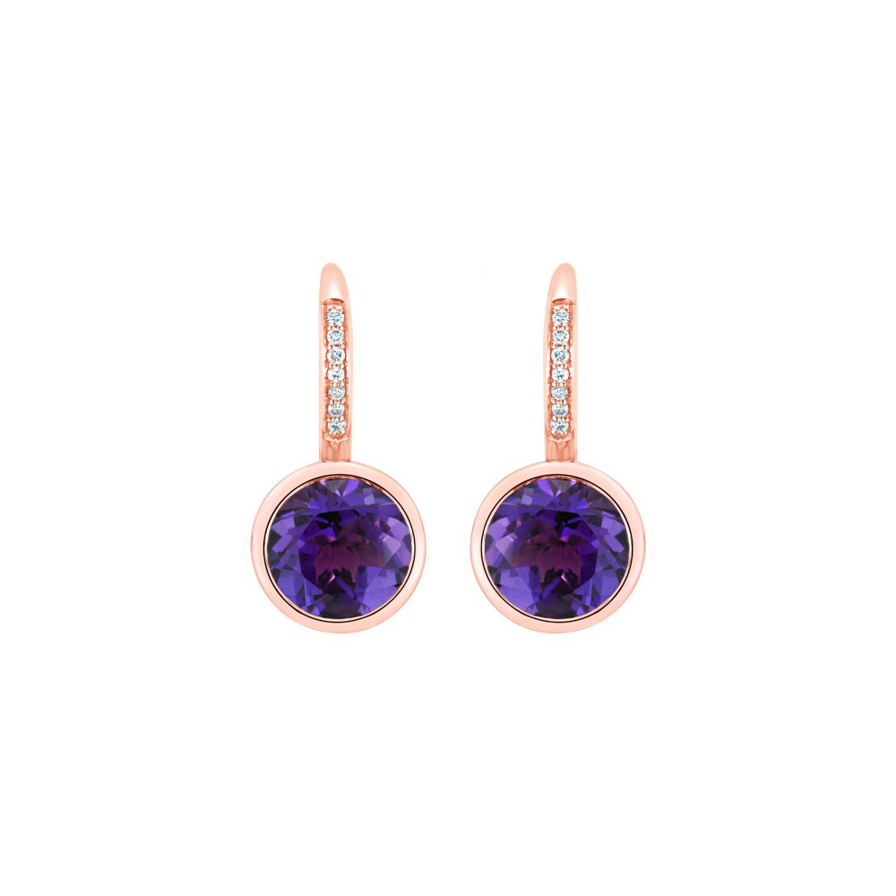 Náušnice s diamanty a ametystem Regal Elegance | Halada