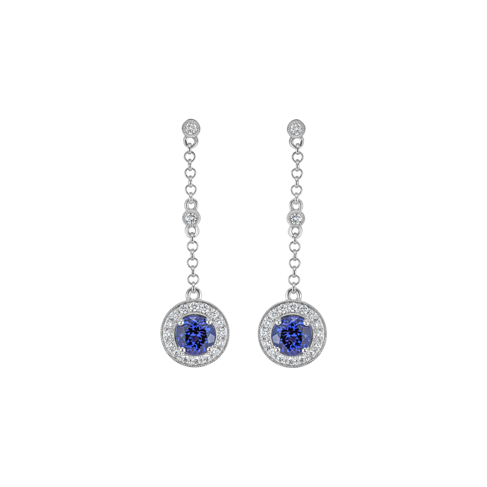 Náušnice s diamanty a tanzanitem Monarchy Symphony | Halada